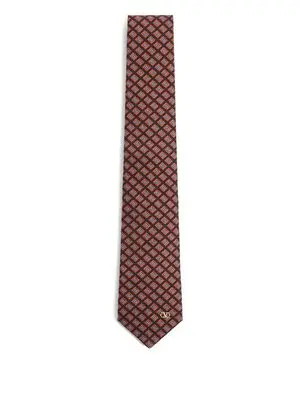 Valentino Garavani Cotton Jacquard Tie - Black