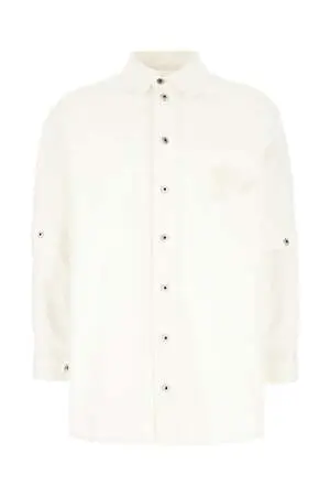 Off-White Denim Shirt Jacket With Embroidered Logo - Multicolor
