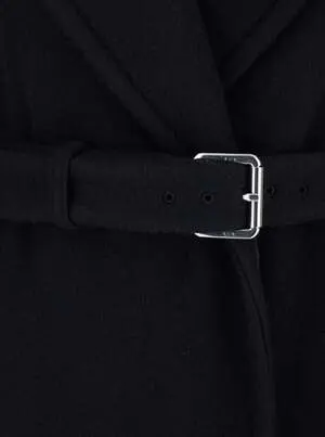 Sportmax Wool Coat With Classic Lapels And Waist Belt - Multicolor