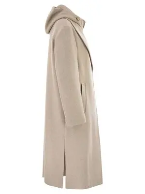 FAY Double Front Wool Jersey Coat With Hood