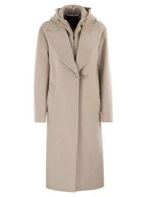 FAY Double Front Wool Jersey Coat With Hood - Multicolor