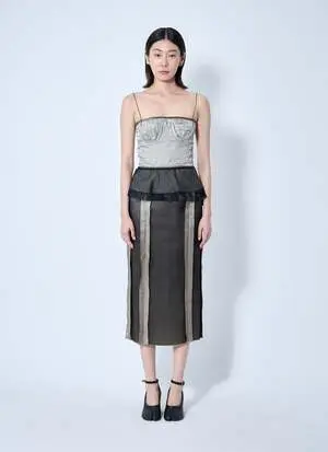 MAISON MARGIELA Contrast Panel Silk Midi Dress - Black
