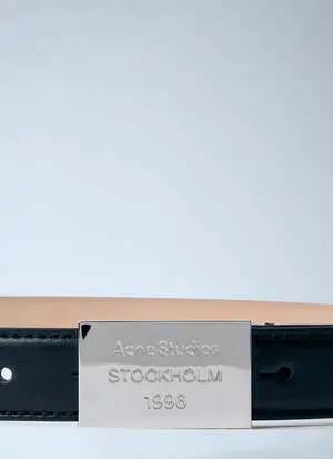 Acne Studios Engraved Logo Leather Belt - Black