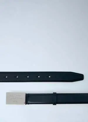 Acne Studios Engraved Logo Leather Belt - Black