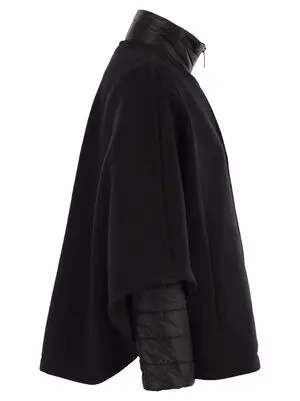 FAY 3-in-1 Double-sided Wool And Cashmere Cape With Removable Padded Jacket - Black