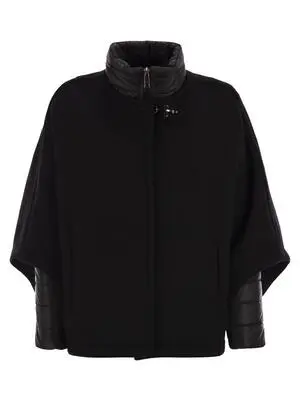 FAY 3-in-1 Double-sided Wool And Cashmere Cape With Removable Padded Jacket - Black