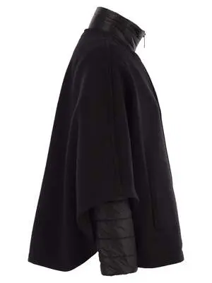 FAY 3-in-1 Double-sided Wool And Cashmere Cape With Removable Padded Jacket - Black