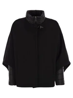 FAY 3-in-1 Double-sided Wool And Cashmere Cape With Removable Padded Jacket - Black