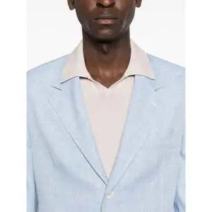 Brunello Cucinelli Light Linen & Virgin Wool Blend Blazer - Blue