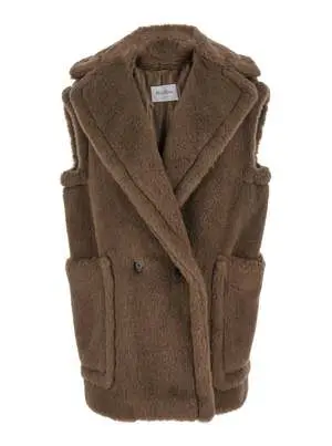 Max Mara Brown Fur Vest With Classic Lapels - Multicolor