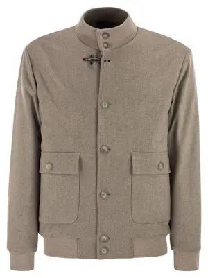 FAY Virgin Wool Bomber Jacket - Cream