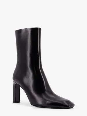 TOTEME Leather Ankle Boots With Zip Closure And Covered Heel