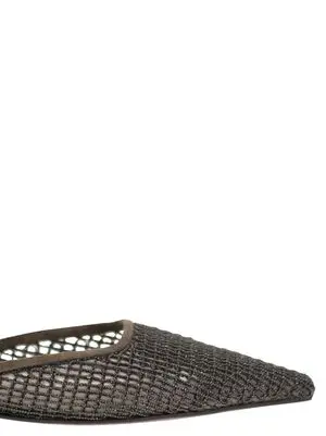 Brunello Cucinelli Suede Mules With Precious Net Embroidery