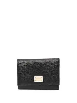 Dolce & Gabbana Dauphine Calfskin Wallet With Branded Tag - Black