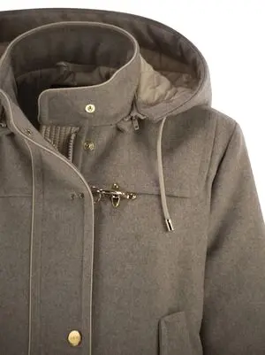 FAY Wool And Cashmere Parka With Removable Hood