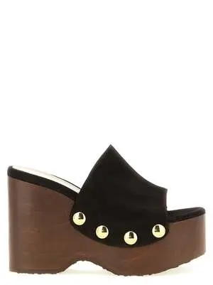 GIANVITO ROSSI Suede Ardea Clogs With Metallic Studs - Brown