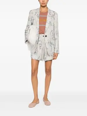 FORTE_FORTE Floral Print Elasticated Waistband Shorts