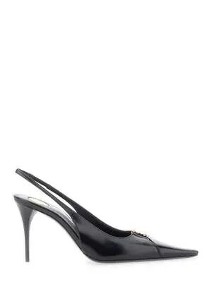 Saint Laurent Babylone' Slingback Pumps With Cut-out Toe And Cassandre Plate - Multicolor