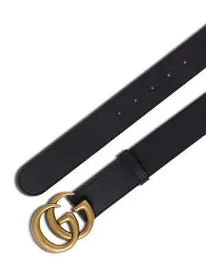 Gucci Black Leather Belt With Gg Logo Buckle - Multicolor