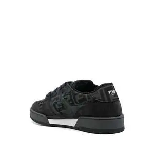 Fendi Charcoal Grey Suede Ff-logo Embroidered Lace-up Low-top Sneakers - Gray