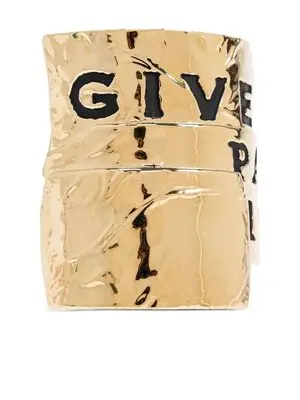 Givenchy Textured Metal Cuff Bracelet With Logo - Silver