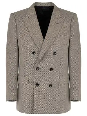 TOM FORD Opposite Birdseye Double-breasted Jacket - Multicolor