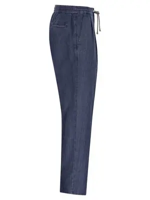Brunello Cucinelli Lightweight Denim Trousers With Drawstring And Double Pleats