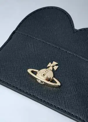 VIVIENNE WESTWOOD Heart Motif Leather Card Holder - Black