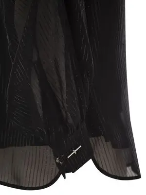 Max Mara Silk Chiffon Blouse With Lamé Stripe And Removable Tie