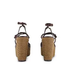 JIMMY CHOO Braided Platform Wedge Sandals - Brown