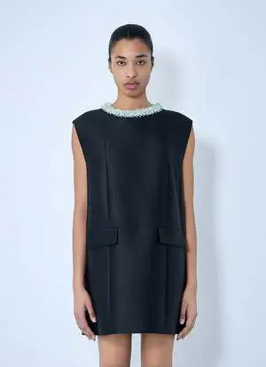 Prada Embellished Sleeveless Dress - Black