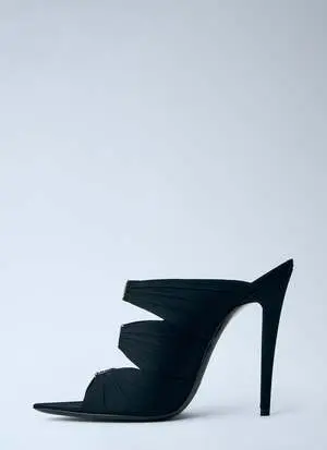 Saint Laurent Emilie Pleated Strap Mules - Black
