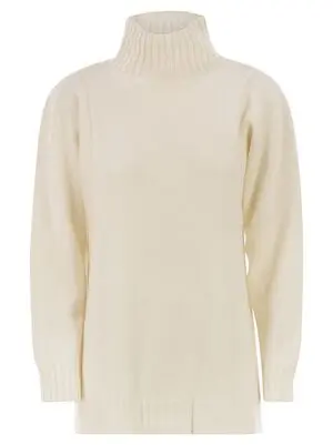 Max Mara Oversized Cashmere Turtleneck - White