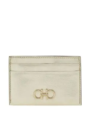 FERRAGAMO Ferragamo Women Gancini Laminated Leather Card Holder Silver