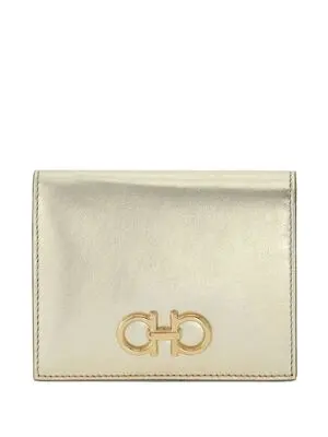 FERRAGAMO Gancini Laminated Leather Compact Wallet - Silver