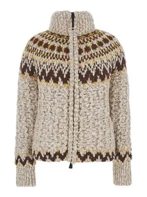 Moncler Moncler Grenoble Geometric Motif Wool Blend Knit Jacket Multicolor