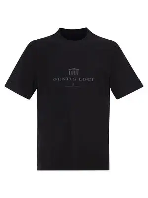 Brunello Cucinelli Cotton Jersey Crew Neck T-shirt With Print - Black