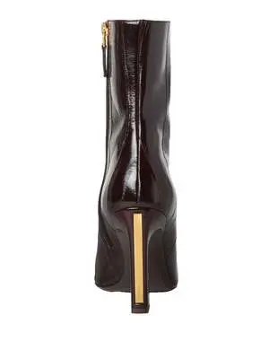 Fendi Arco Leather Zip-up Heeled Boots - Brown