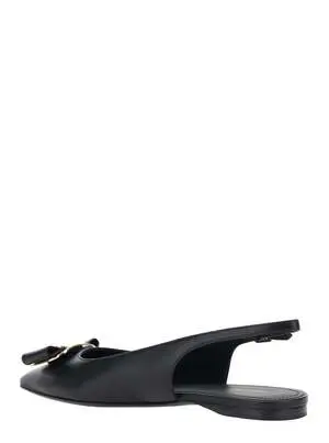 FERRAGAMO Zelmi Leather Slingback Ballet Flats - Black