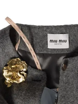 Miu Miu Embellished Brass Brooch With Crystals