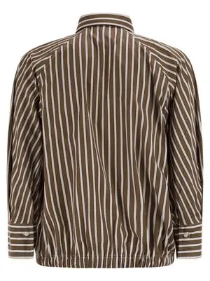 Brunello Cucinelli Striped Cotton Shirt With Elasticated Hem