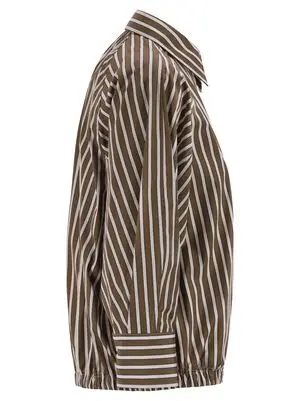 Brunello Cucinelli Striped Cotton Shirt With Elasticated Hem