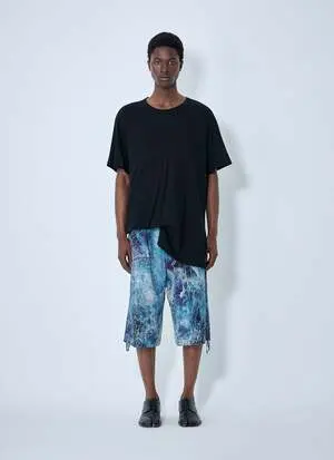 Yohji Yamamoto Cropped Wide-leg Silk Shorts With Drawstring Waist