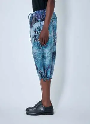 Yohji Yamamoto Cropped Wide-leg Silk Shorts With Drawstring Waist
