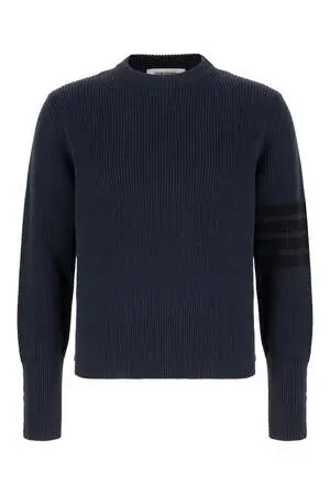 Thom Browne Ribbed Crewneck Pullover With Signature Striping - Multicolor