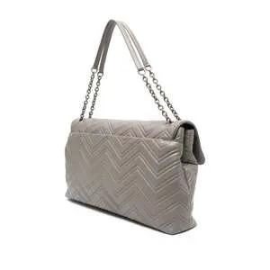 Gucci Grey Chevron Pattern Leather Shoulder Bag