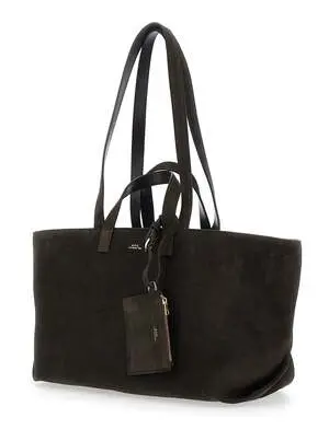 A.p.c. Suede Shopper With Lettering Logo And Multiple Handles - Brown