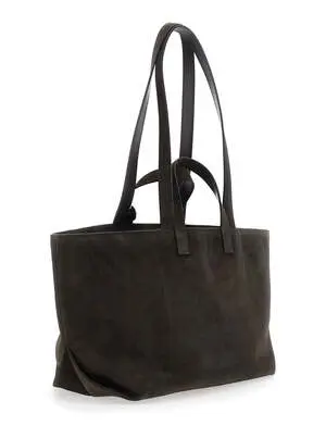 A.p.c. Suede Shopper With Lettering Logo And Multiple Handles - Brown