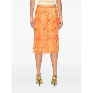 Gucci Floral Appliqué Sequin Embellished Lace Skirt