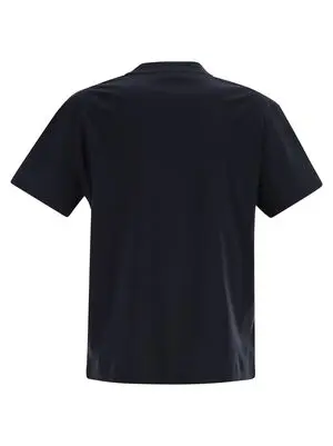 Brunello Cucinelli Cotton Jersey T-shirt With Embellished Pocket - Blue